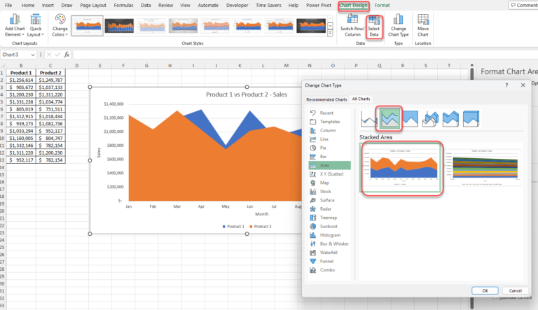 How To Create Area Chart In Excel | Step-by-Step Guide