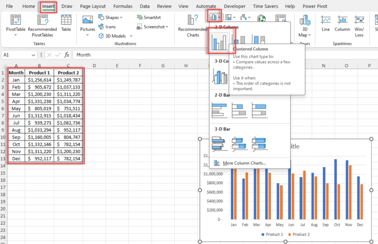 How To Make A Column Chart In Excel - Simple Guide