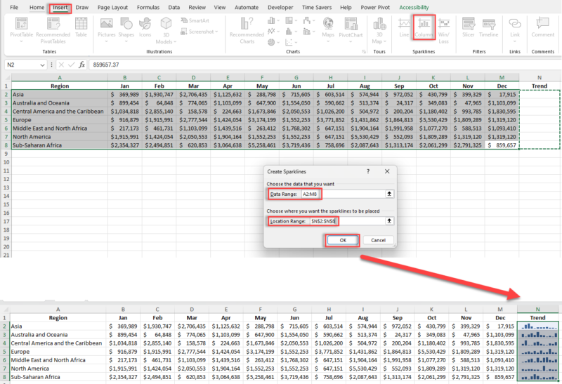 How To Create A Sparkline Chart In Excel Easy Guide