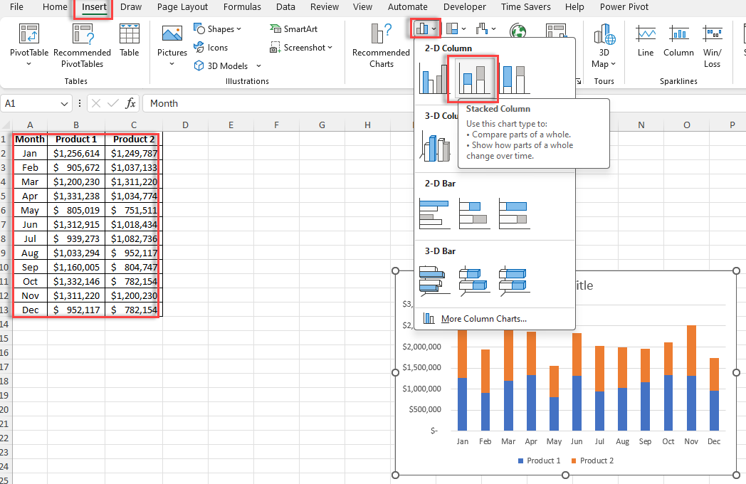 How To Make A Column Chart In Excel - Simple Guide